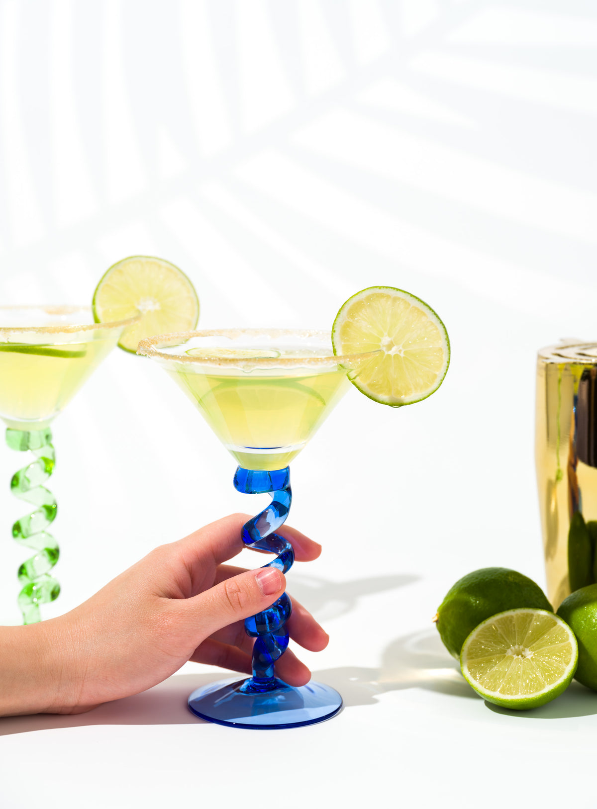 Indigo Spiral Stem Martini Glass